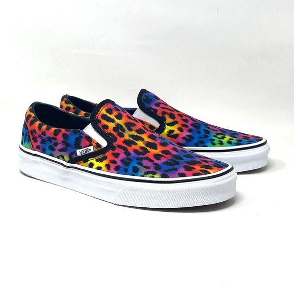 Vans | Shoes | Vans Classic Slip On Canvas Leopard Rainbow Womens Size ...